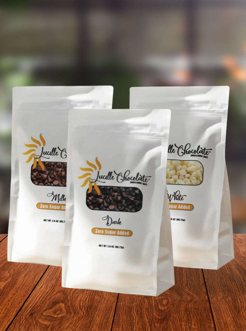 All 3 Sampler Pack - (5) 3.0 oz packages – Lucille Chocolate